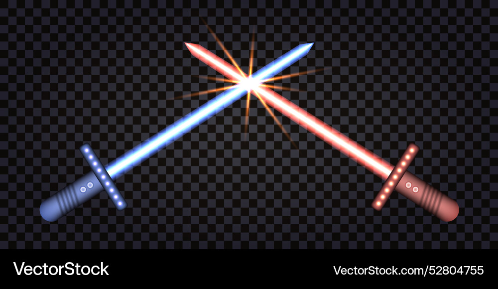 Crossed light laser swords blue and red neon Vector Image