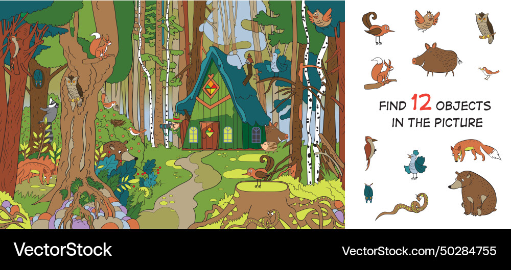 Dense forest puzzle for kids Royalty Free Vector Image
