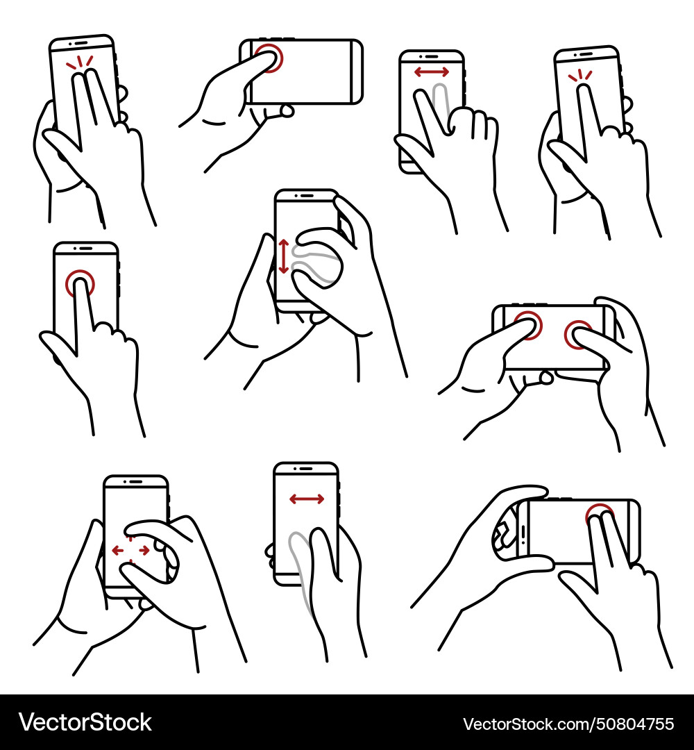 Hand operating a smartphone Royalty Free Vector Image