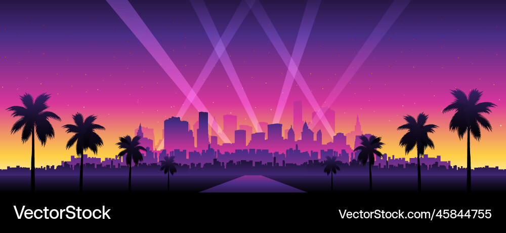 Hollywood panoramic cityscape background Vector Image