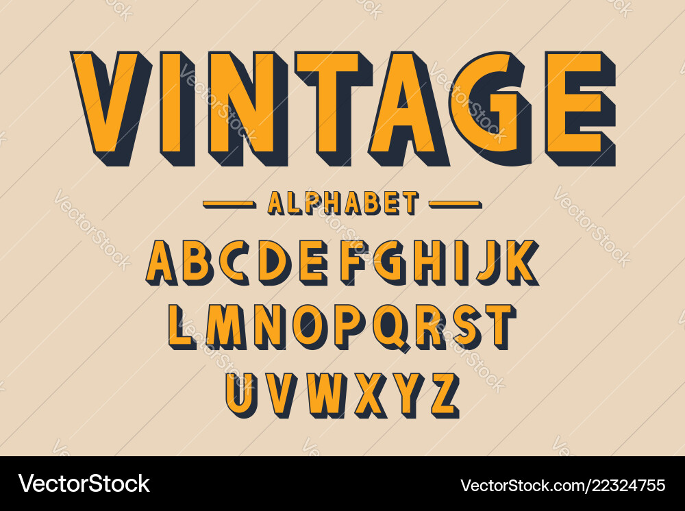 Retro bold font and alphabet strong letters Vector Image