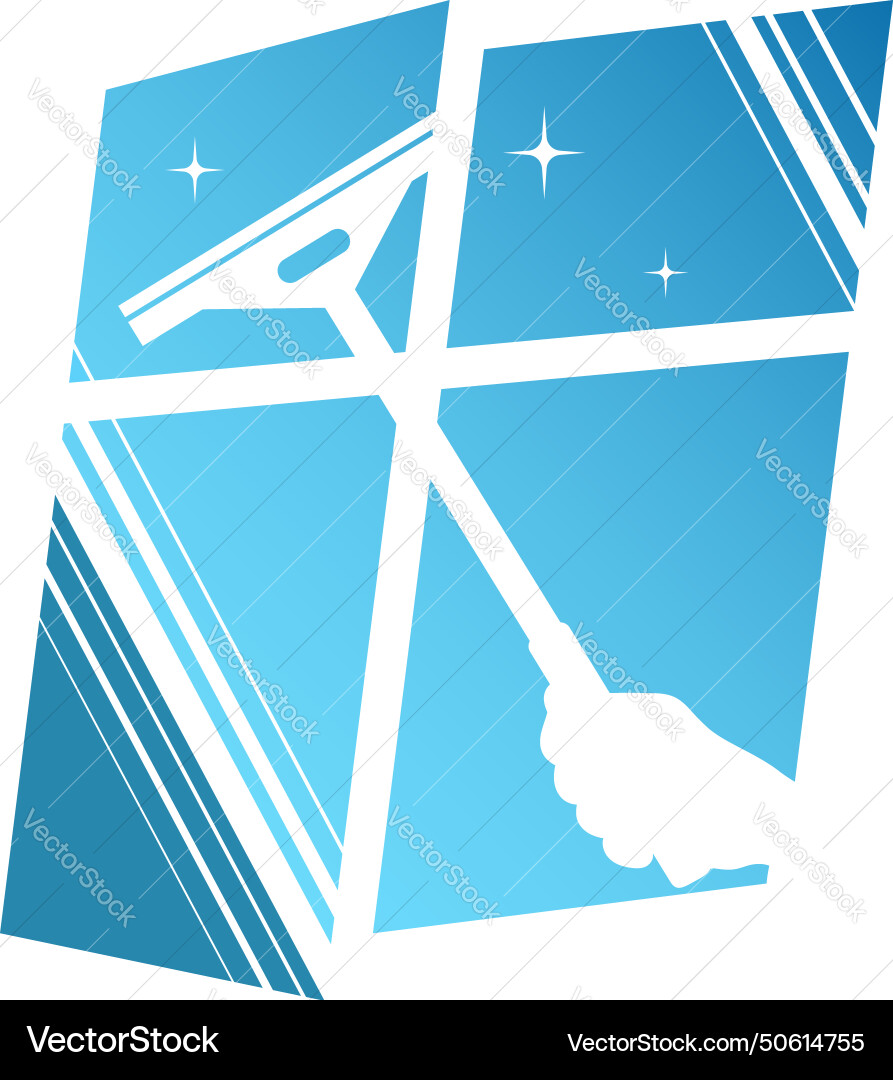 Window cleaning scraper in hand and clean Vector Image
