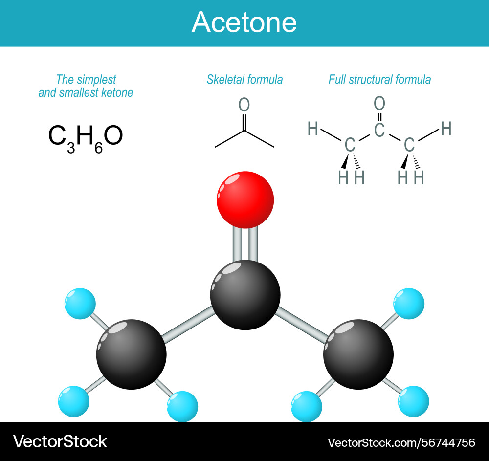 Acetone molecule molecular chemical structural Vector Image