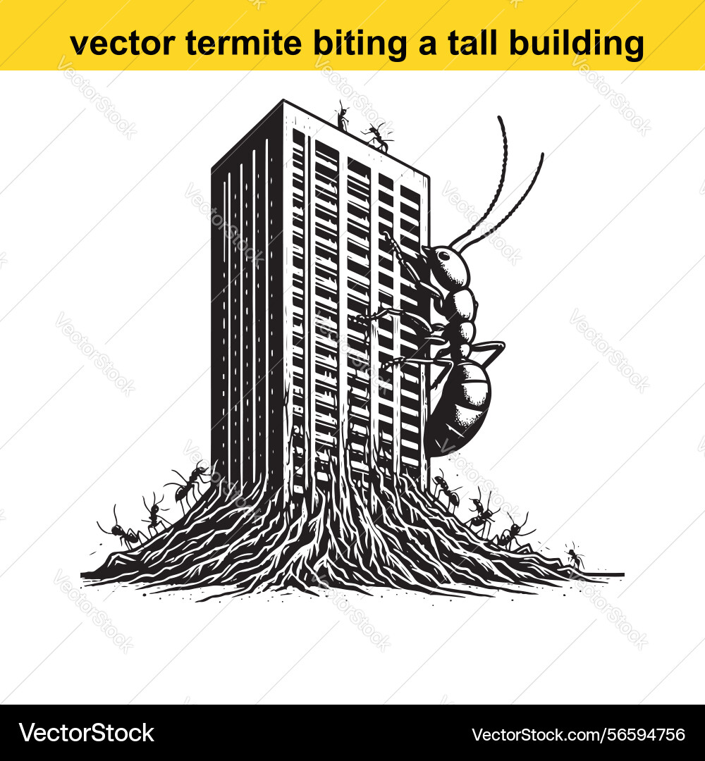 Ai-generated termite destroying skyscraper pest Vector Image