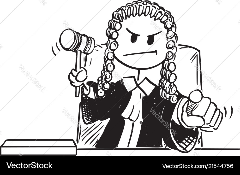 Angry Judge with Gavel Royalty Free Vector Image