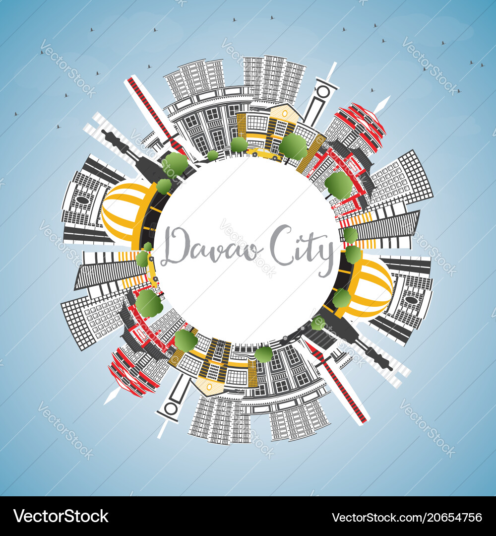 Davao city philippines skyline with gray Vector Image