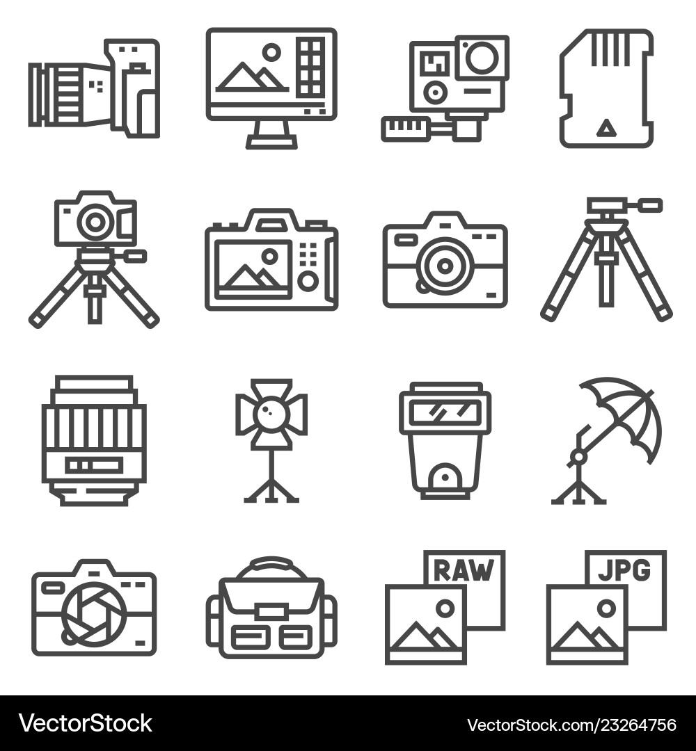 Line photography equipment post Royalty Free Vector Image