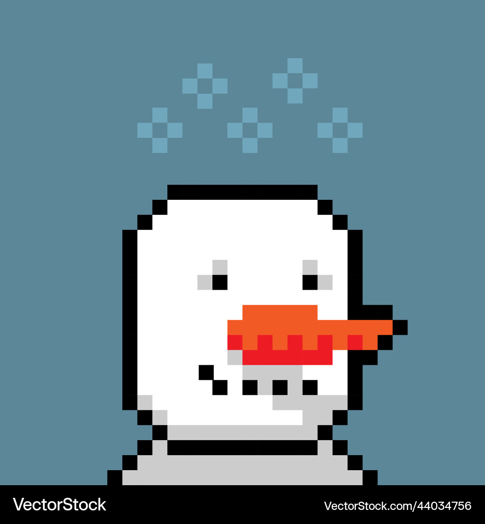 Pixel Snowman Crypto Art NFT Royalty Free Vector Image