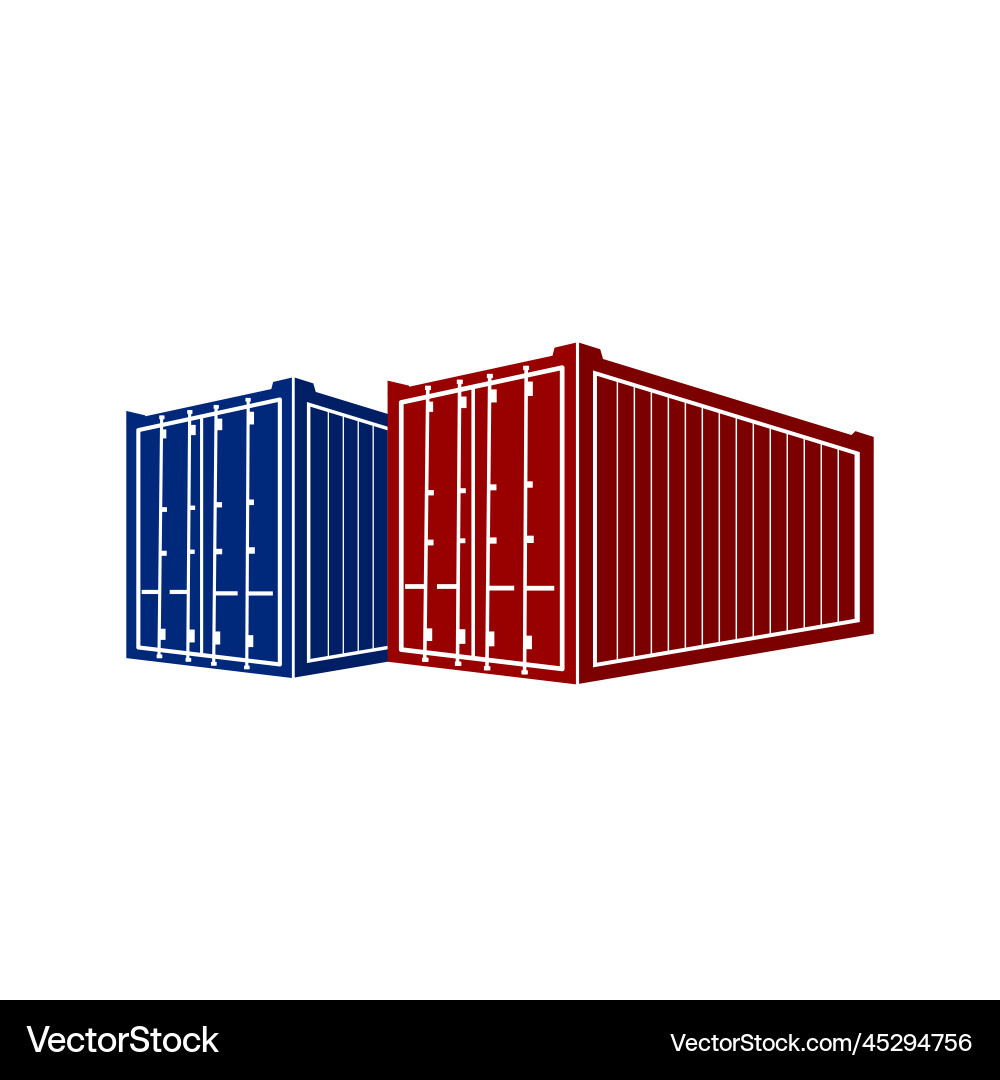 Red and blue shipping container box Royalty Free Vector