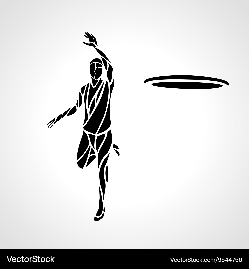 Silhouette of flying disc player Royalty Free Vector Image