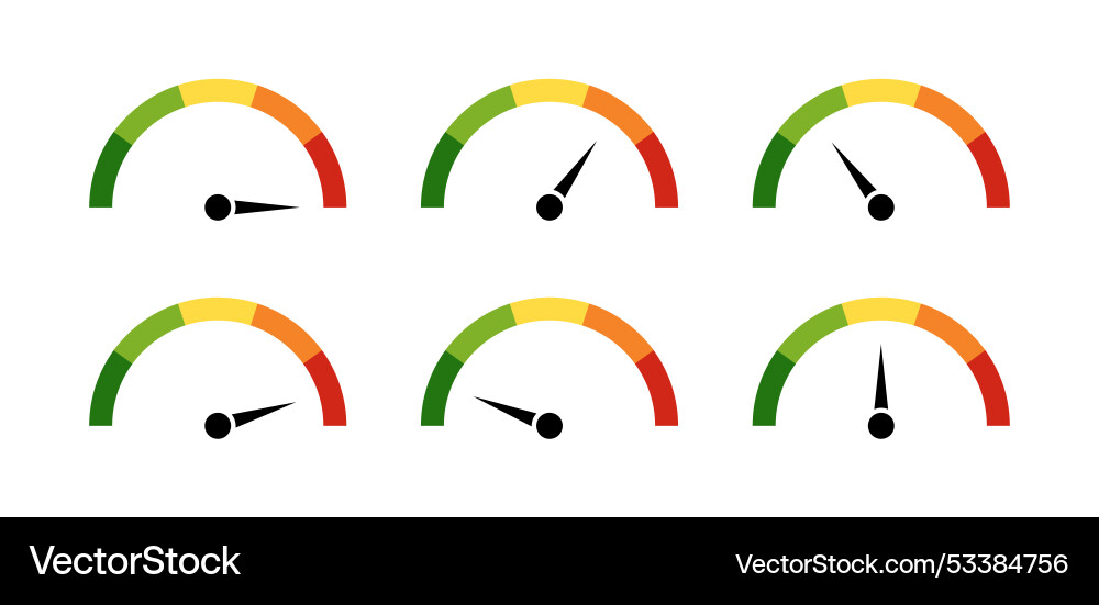 Speedometer icons with arrow dashboard green Vector Image