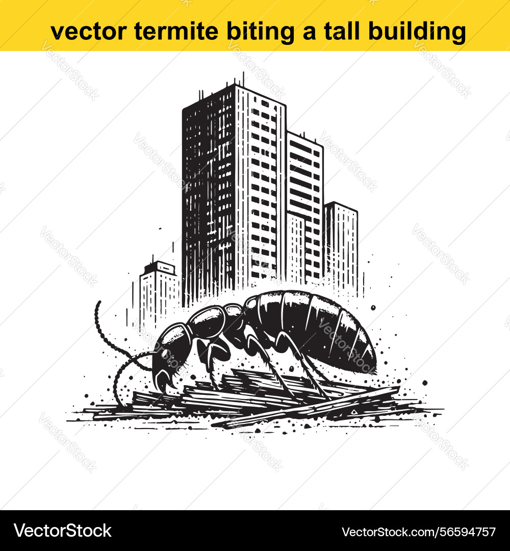 Ai-generated termite destroying skyscraper pest Vector Image