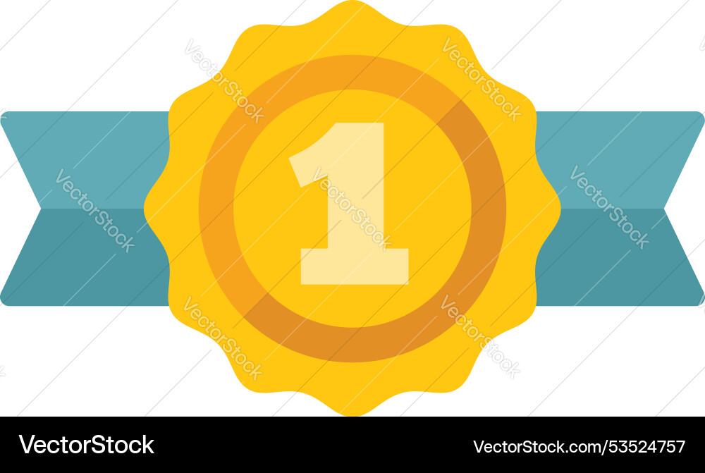 Golden rosette with blue ribbon representing first