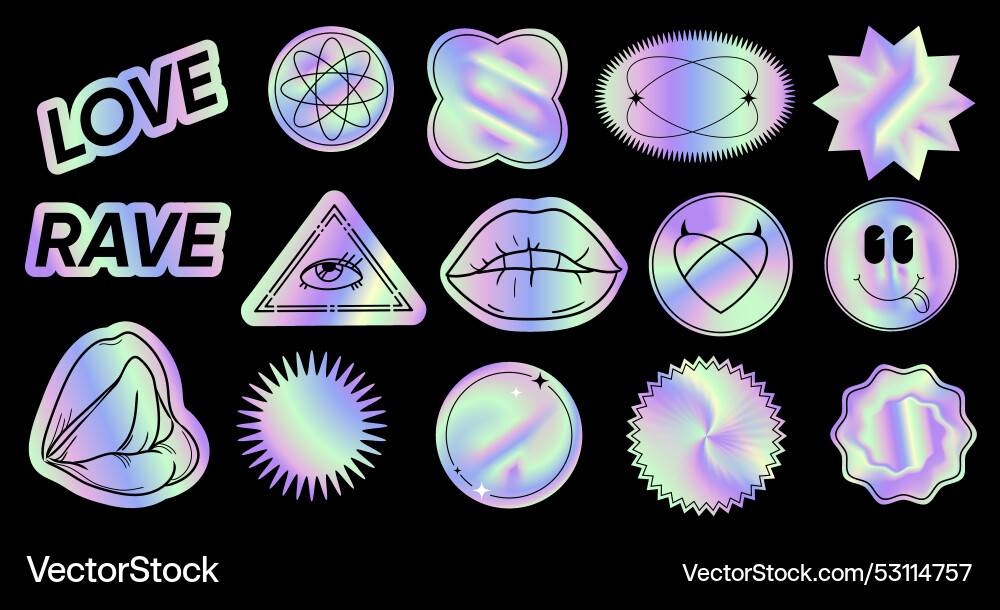 Hologram sticker label collection Royalty Free Vector Image