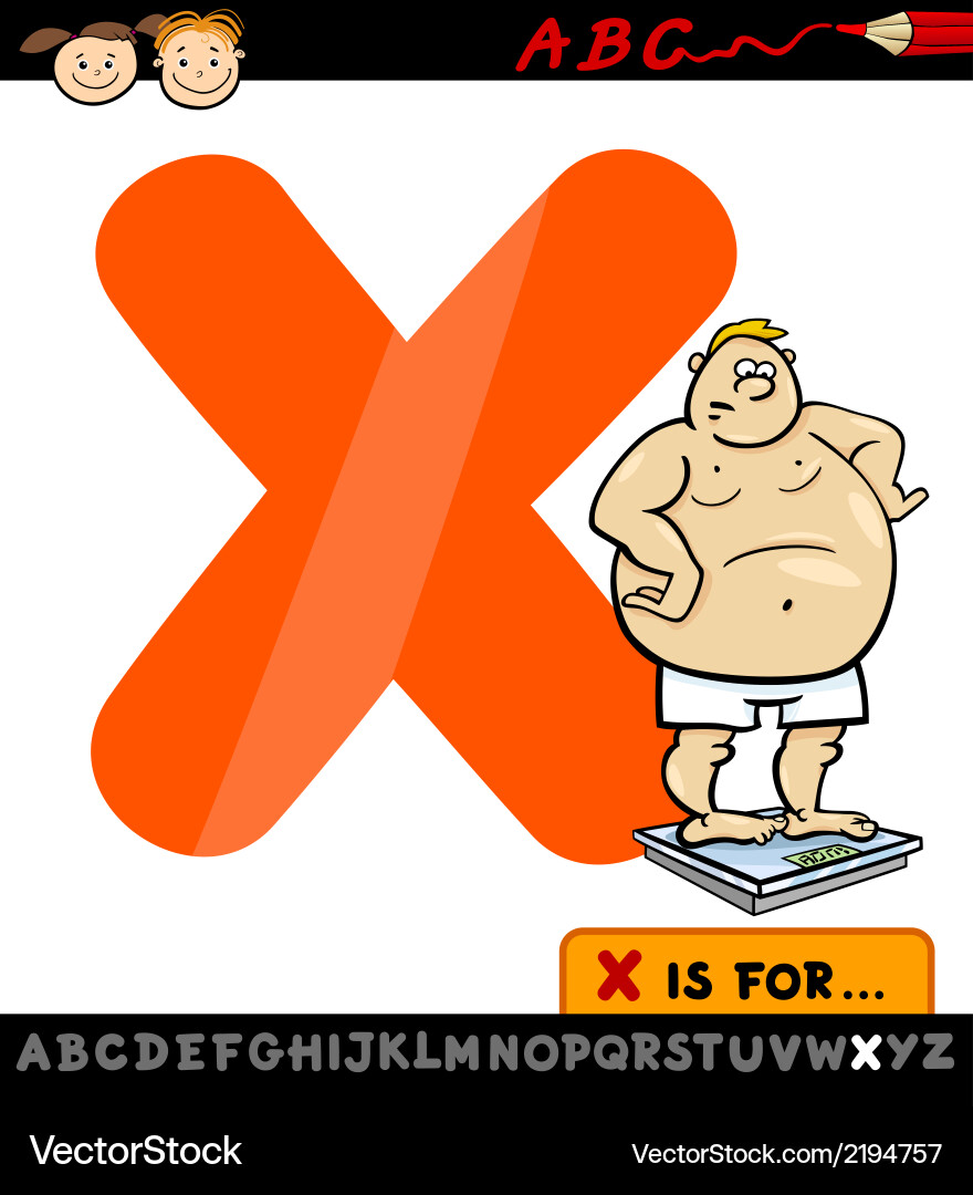 Letter x with xl cartoon Royalty Free Vector Image