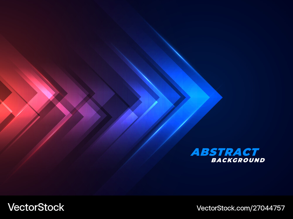 Moving forward arrows in glowing red and blue Vector Image