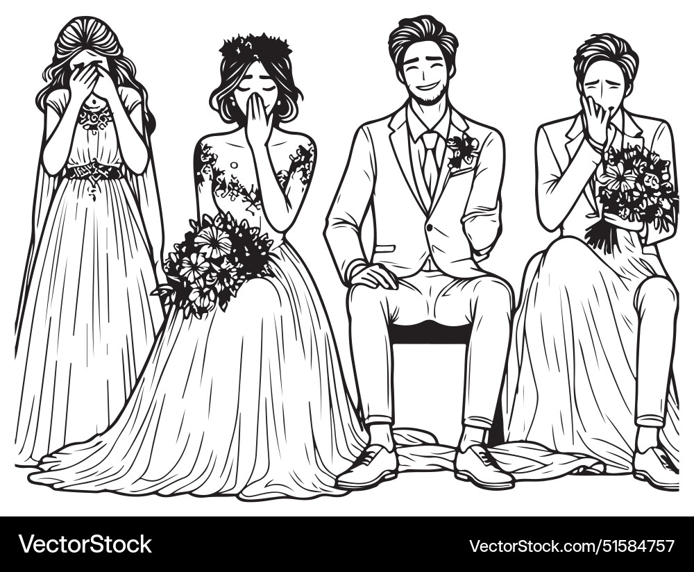 One continuous drawn line wedding from Royalty Free Vector