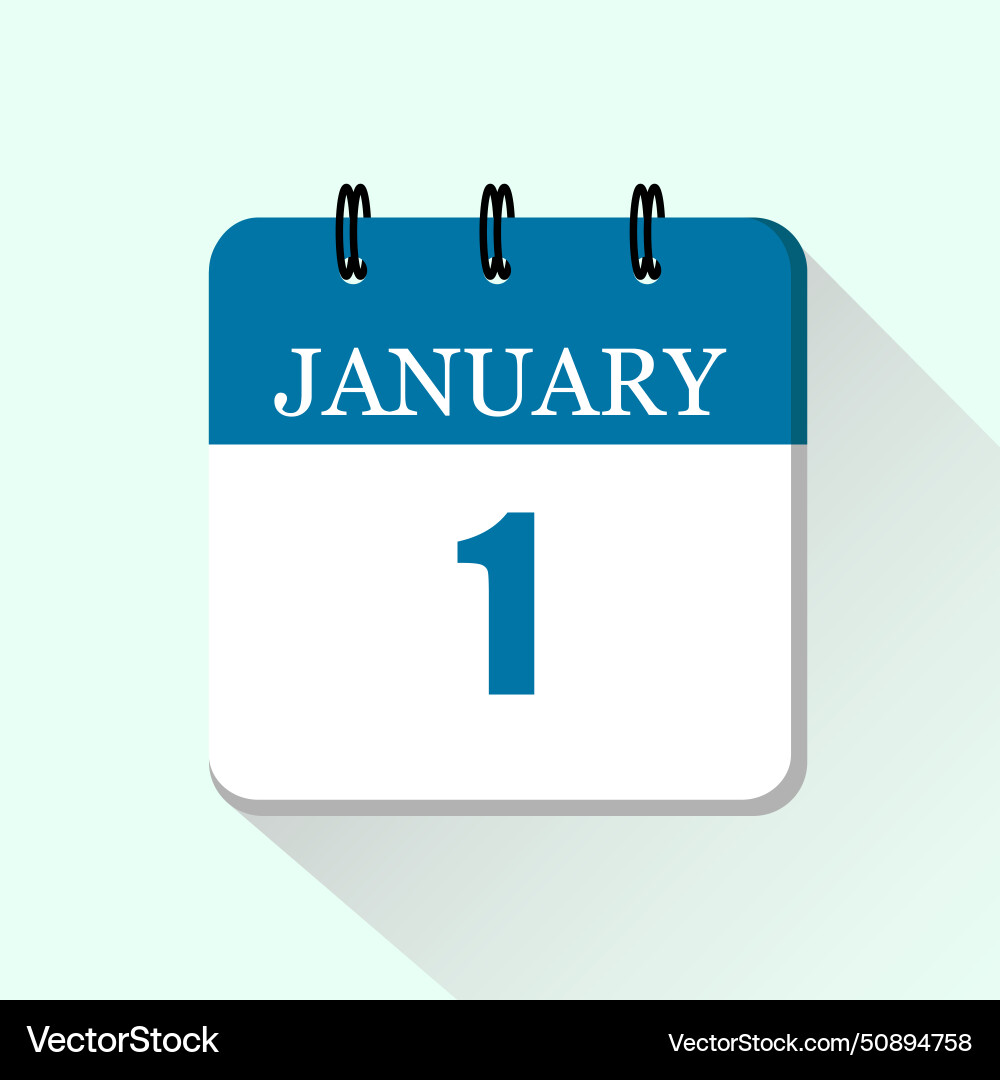1 january flat daily calendar icon Royalty Free Vector Image