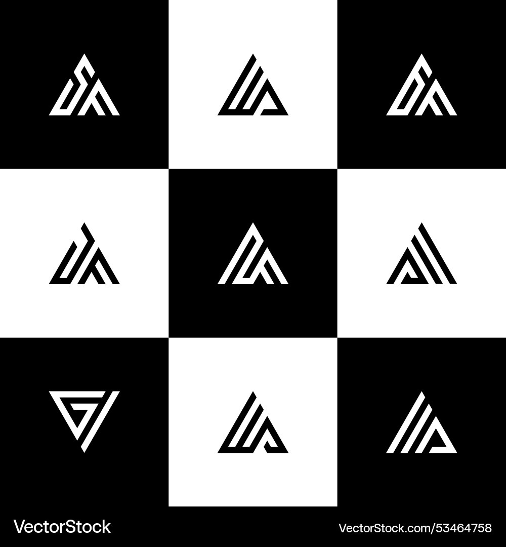 Creative set triangle letters logo icon design Vector Image