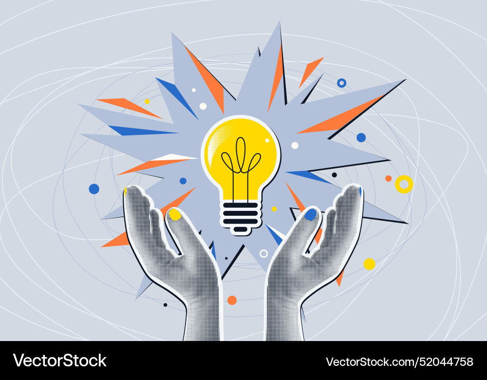 Idea concept two halftone Royalty Free Vector Image