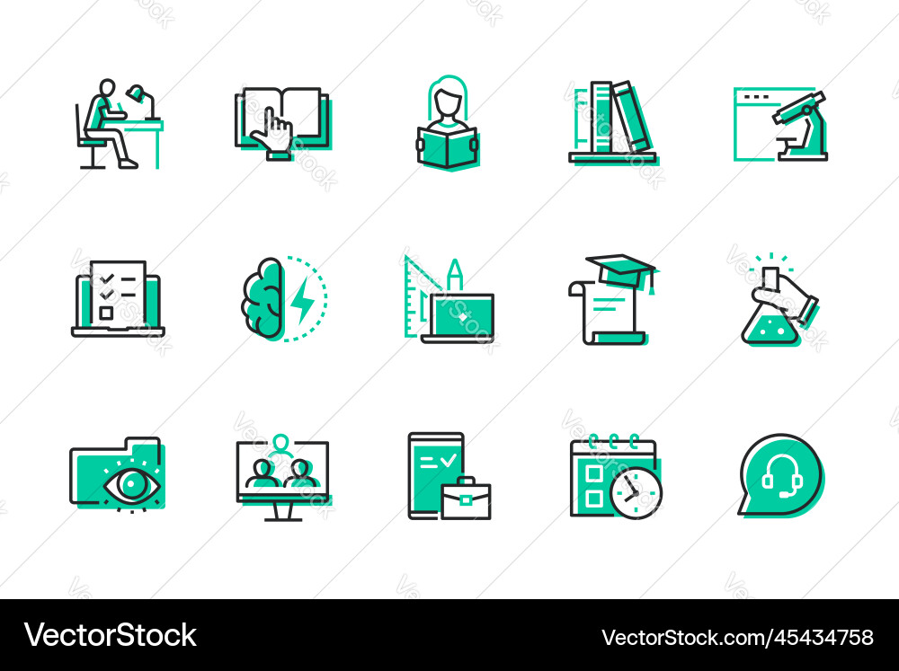 Science and knowledge - set of line design style Vector Image