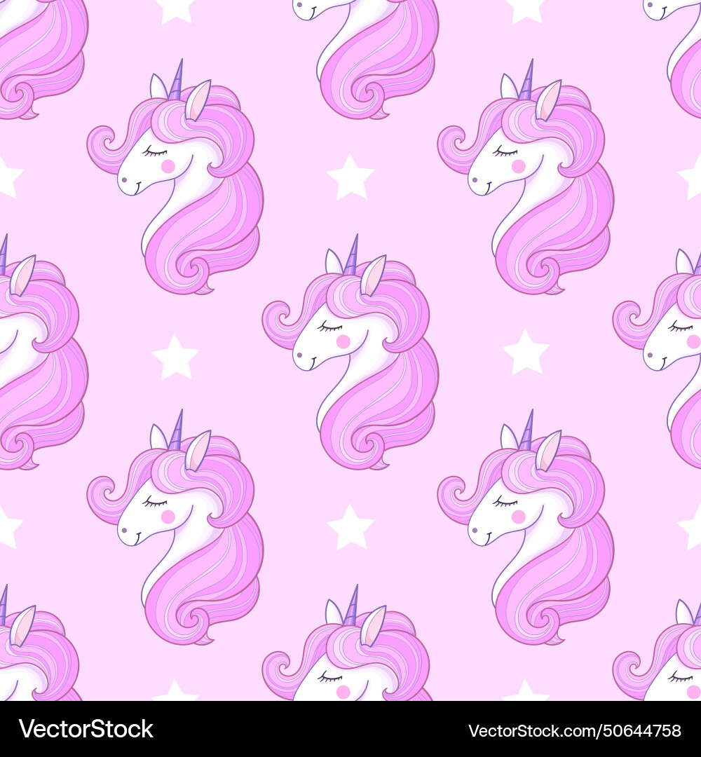 Seamless pattern with a unicorn head pink Vector Image