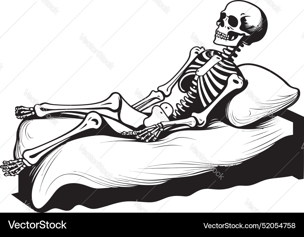 Skeletal slumber bed logo design bone rest Vector Image