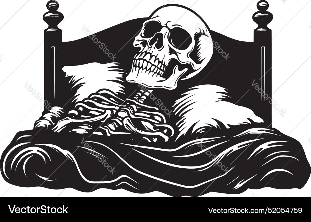 Bone rest skeleton lying on bed icon ghostly Vector Image