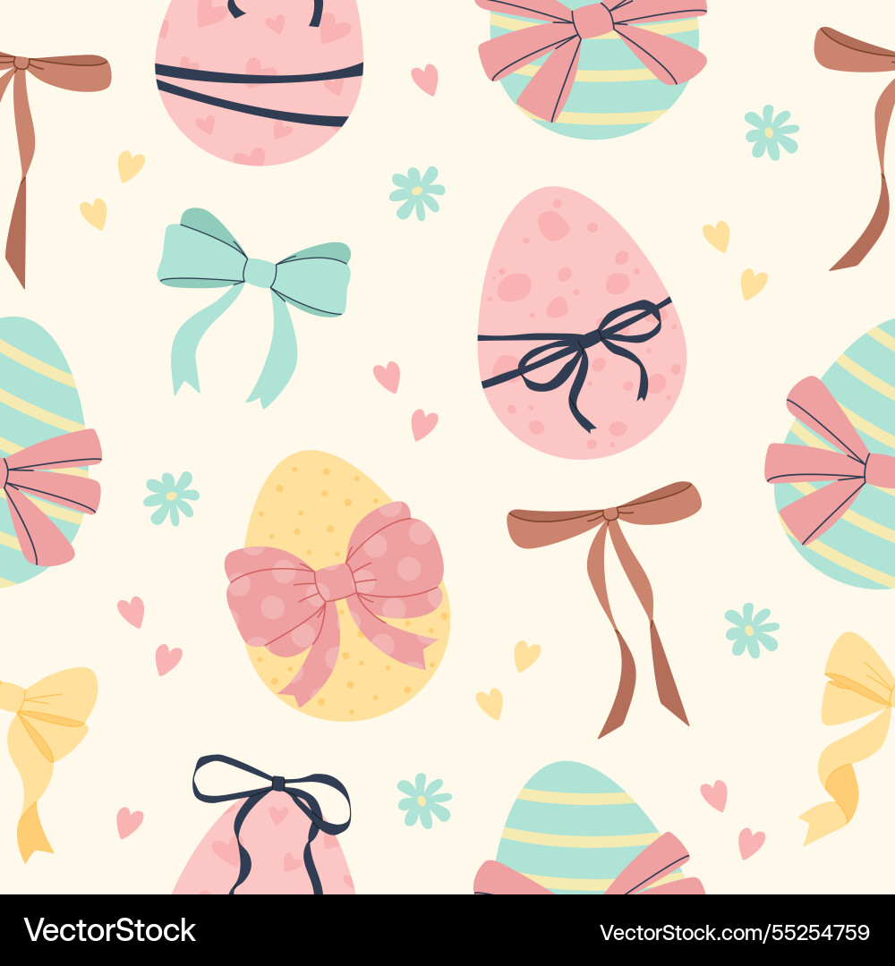 Cute easter seamless patterns with eggs and bows Vector Image