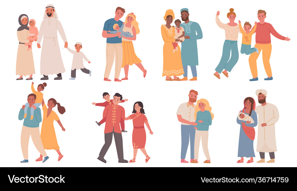 Families different nationalities parents Vector Image Families different nationalities parents Vector Image
