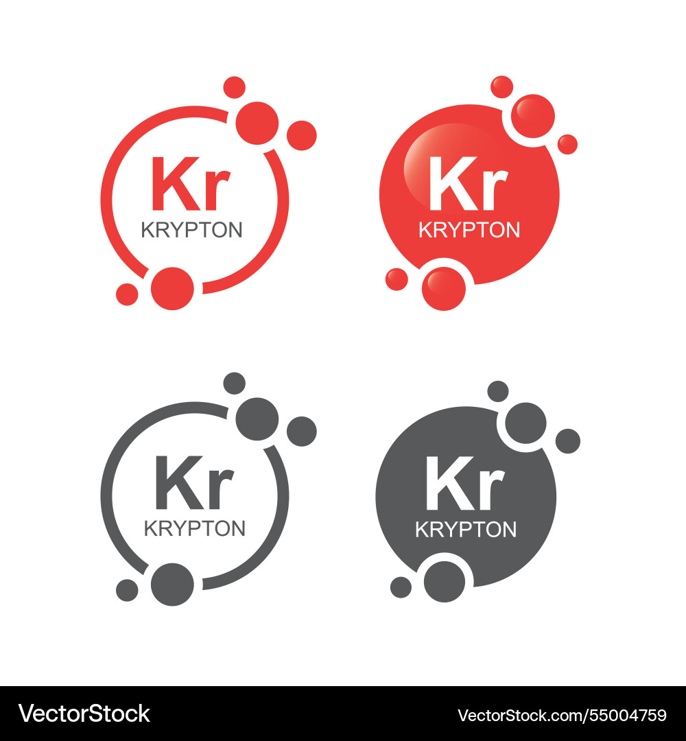 Krypton icon kr - chemical element Royalty Free Vector Image