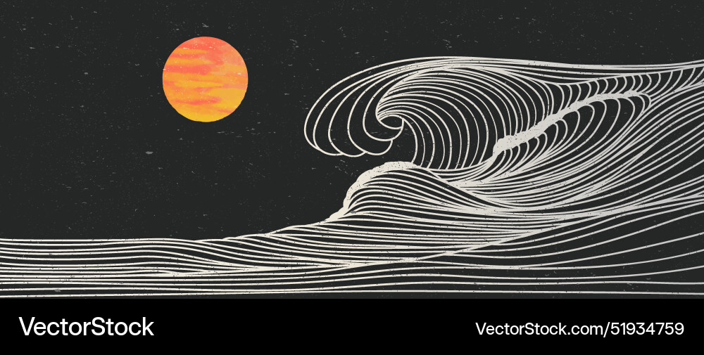 Ocean wave landscape Royalty Free Vector Image