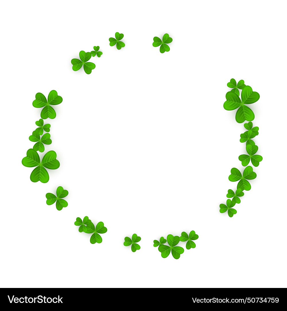 Realistic shamrock wreath round clover frame Vector Image