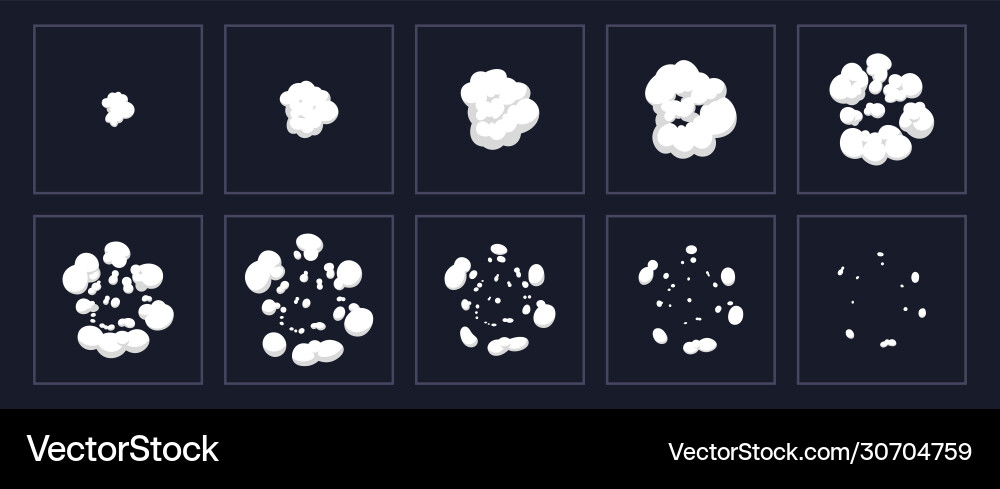 Smoke explosion animation cartoon Royalty Free Vector Image