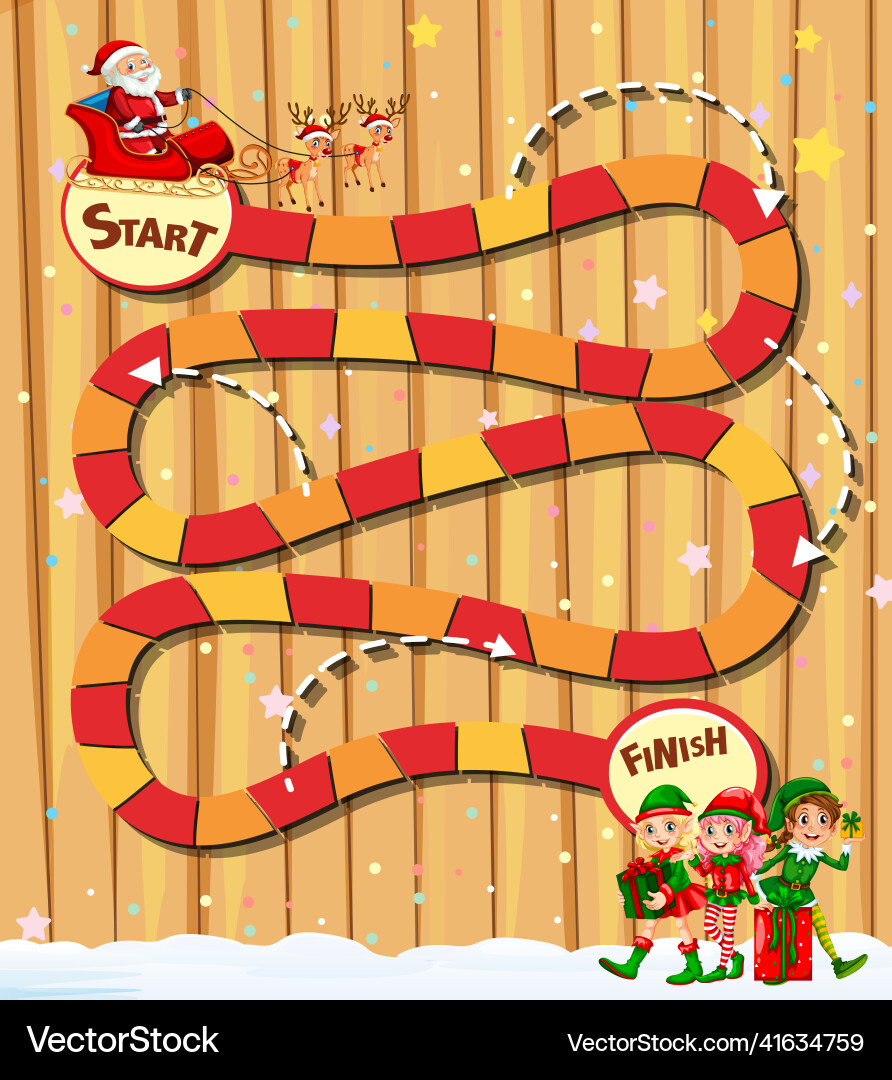 Snake and ladders game template with christmas Vector Image