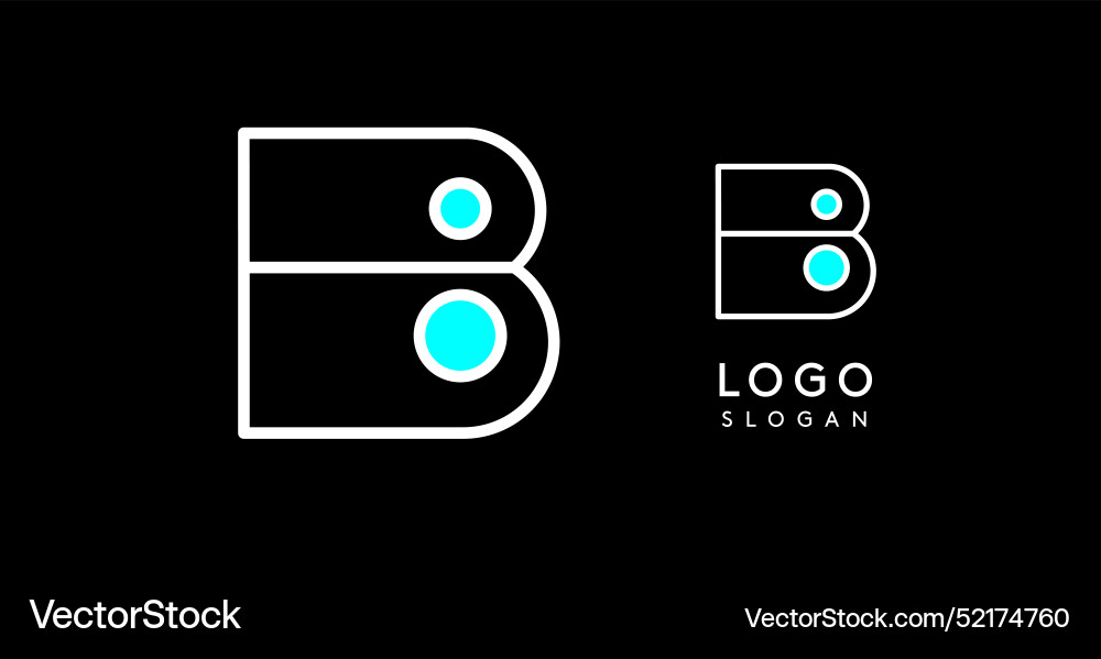 Abstract b letter logo with blue dots minimalist Vector Image