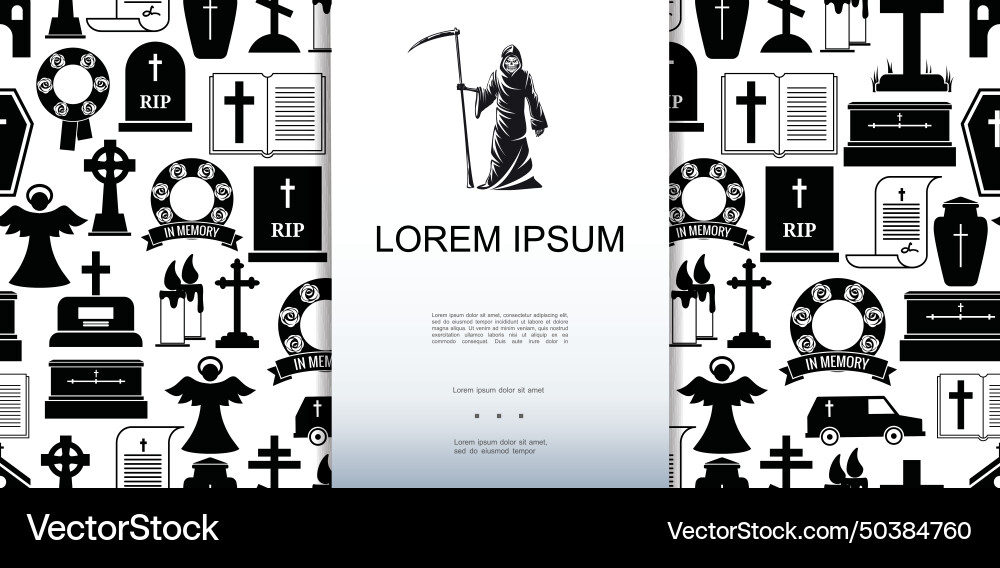 Flat death icons seamless pattern Royalty Free Vector Image