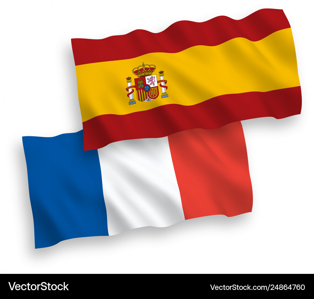 France and Spain Flags Royalty Free Vector Image