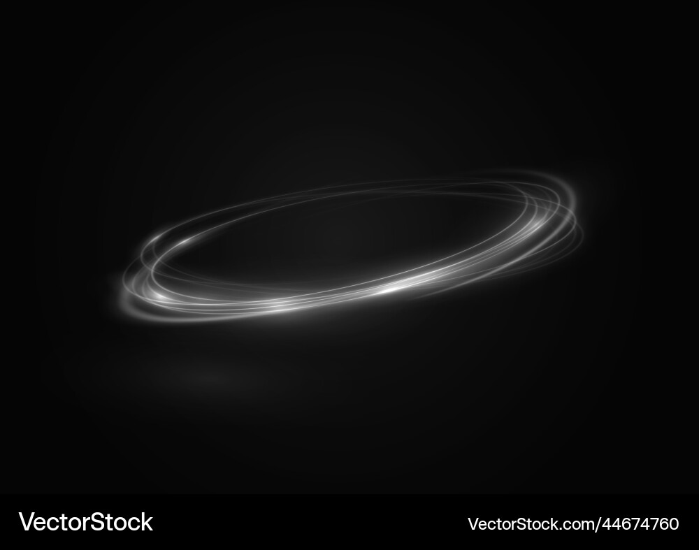 Light effect twirl white trail wave circle line Vector Image