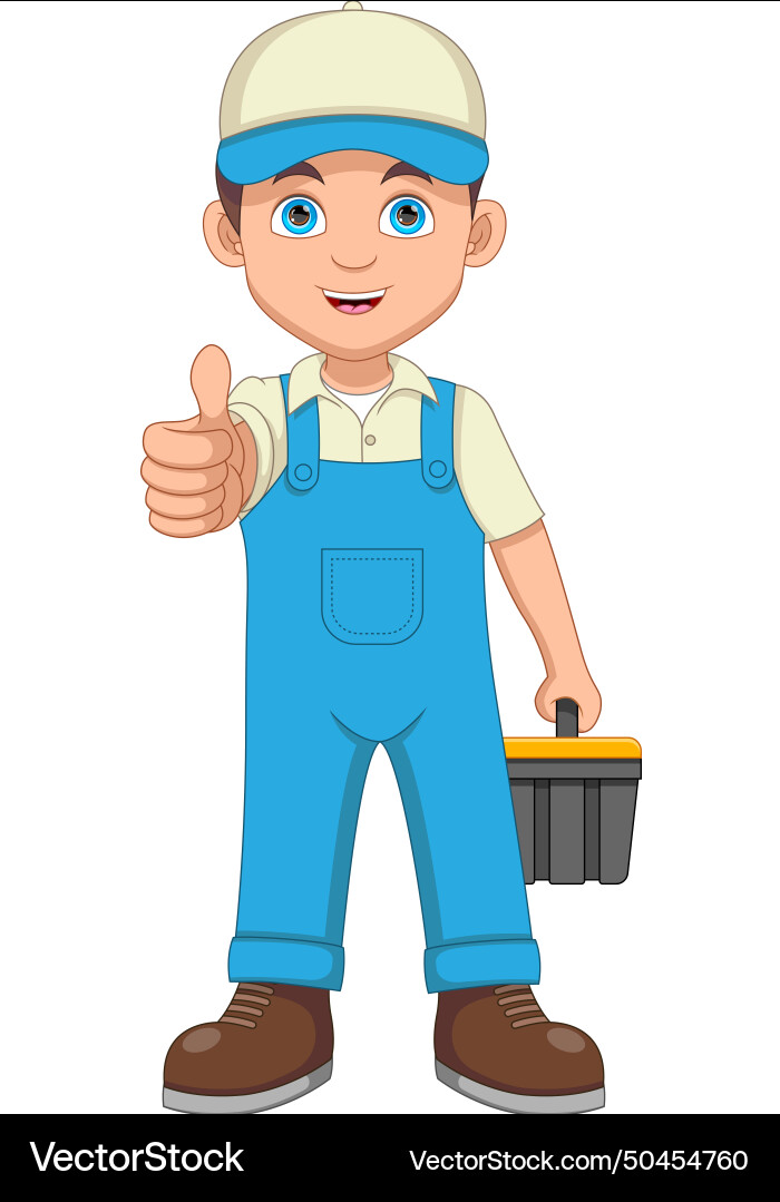 Mechanic boy with a toolbox cartoon Royalty Free Vector