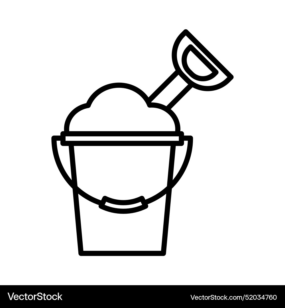 Sand bucket linear logo mark in black and white Vector Image