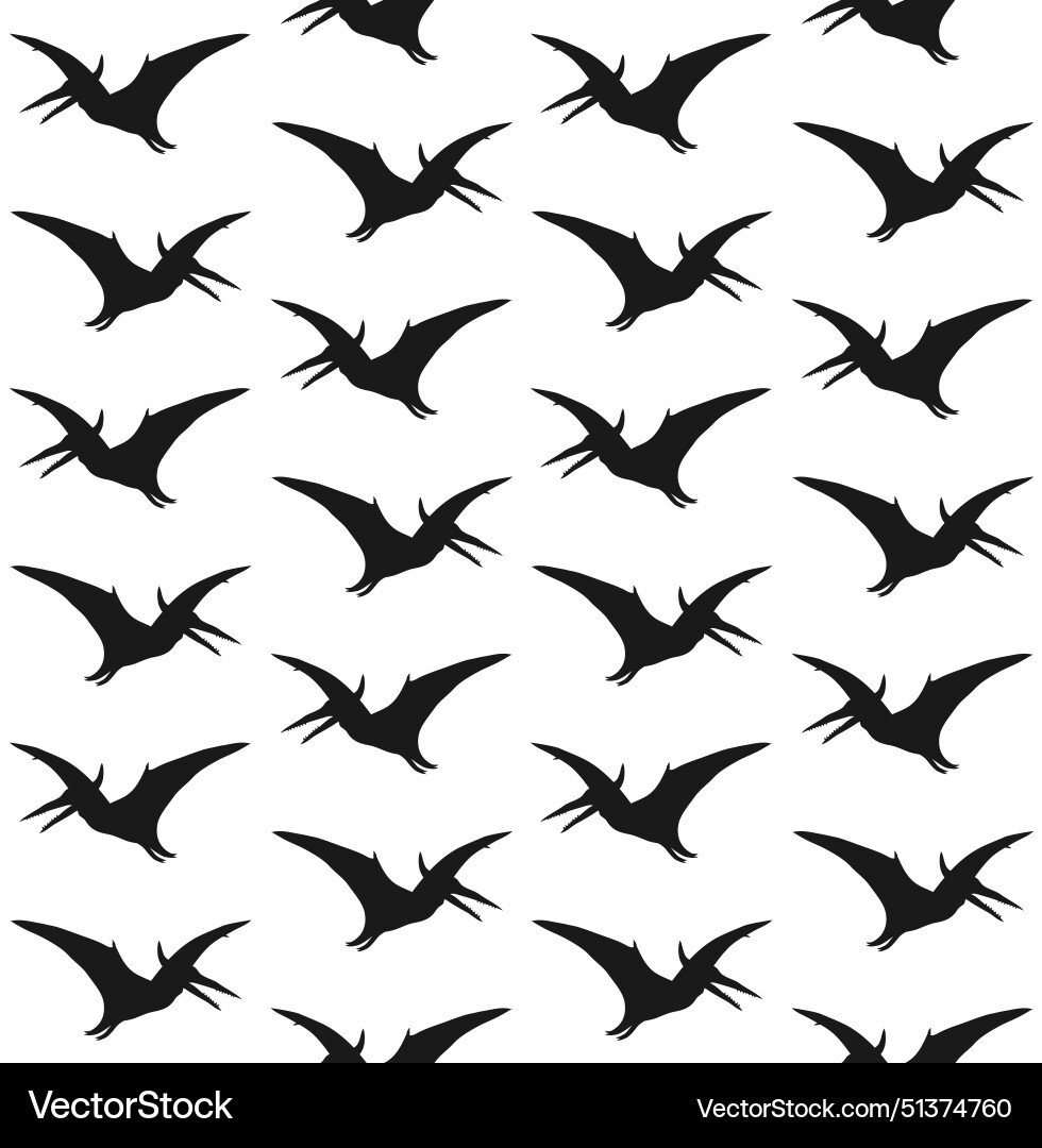 Seamless pattern of pterodactyl silhouette Vector Image
