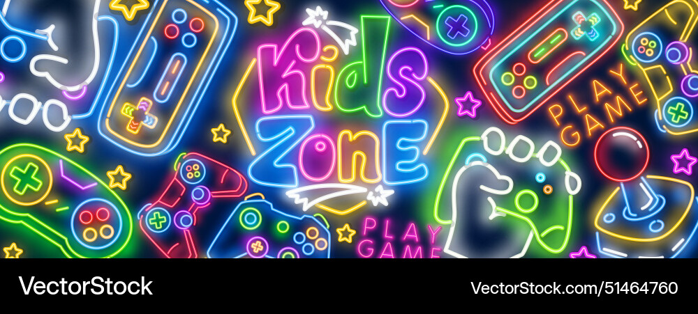 Wireless gaming controller neon light icon esport Vector Image