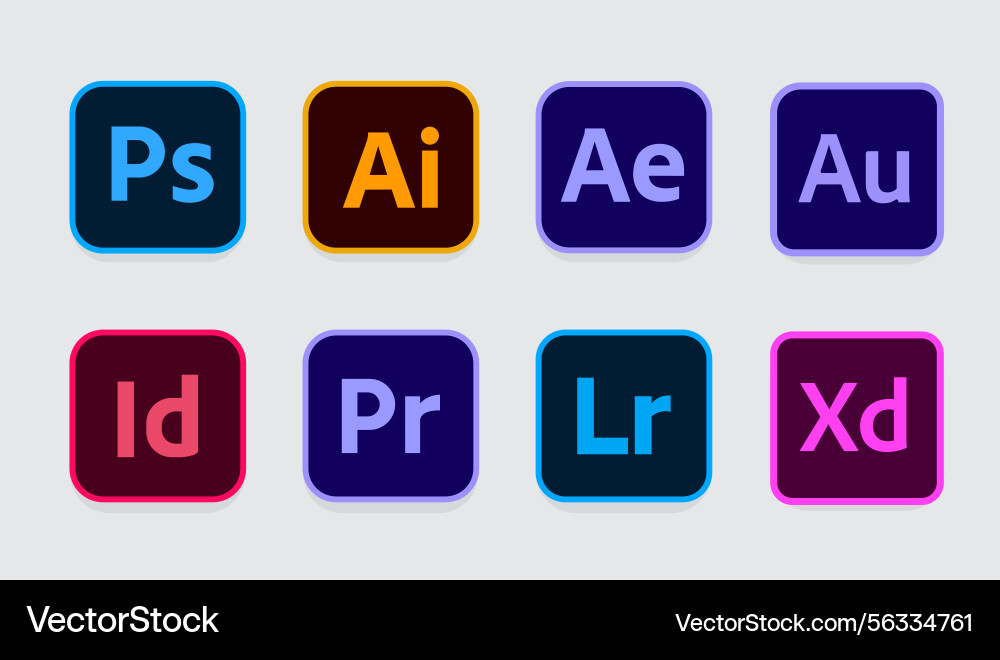 Adobe Creative Cloud Icons Royalty Free Vector Image
