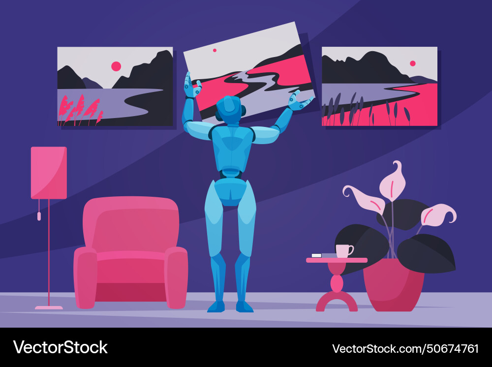 Artwork gallery of artificial intelligence ai Vector Image