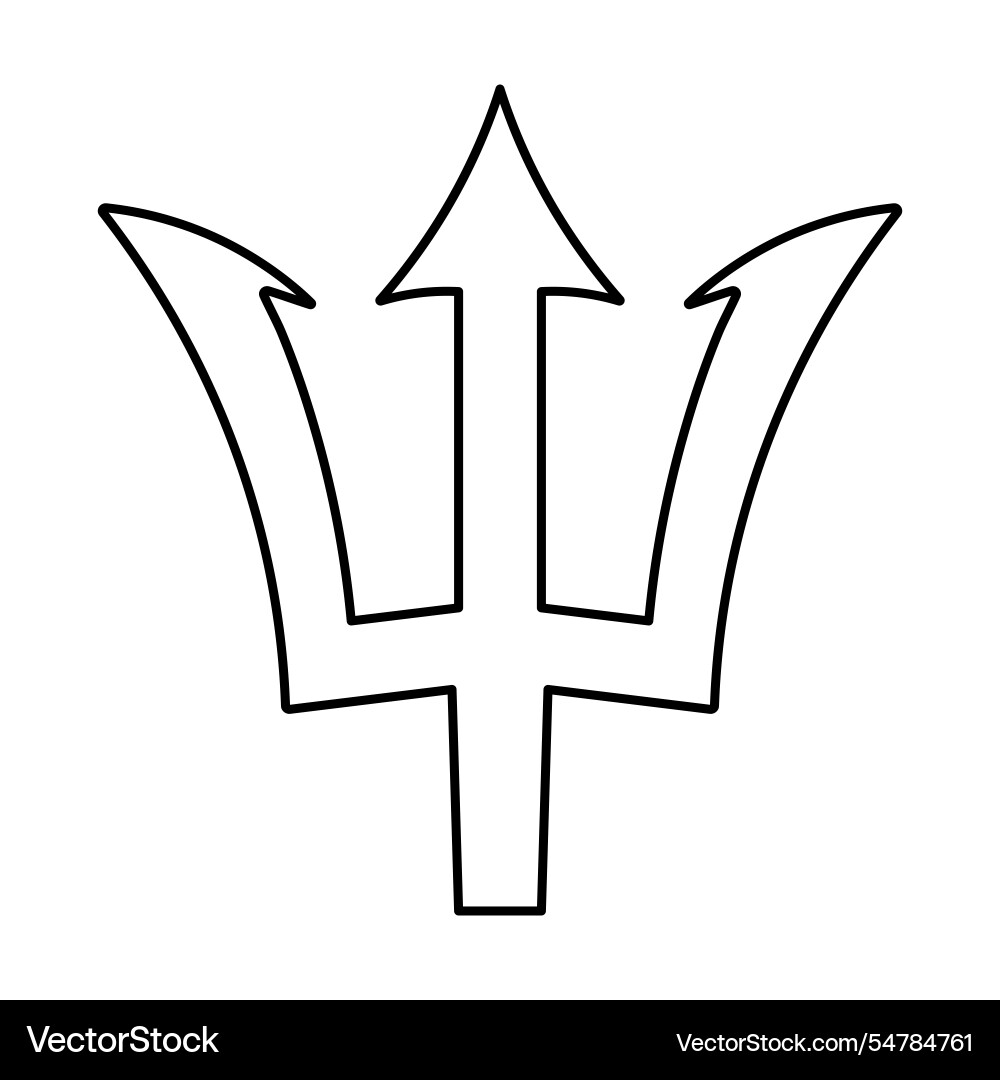 Barbados national outline symbol trident icon Vector Image
