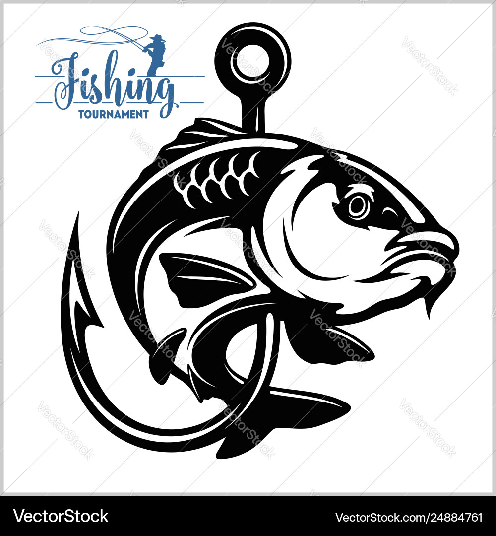 Carp Fishing Emblem Royalty Free Vector Image - VectorStock