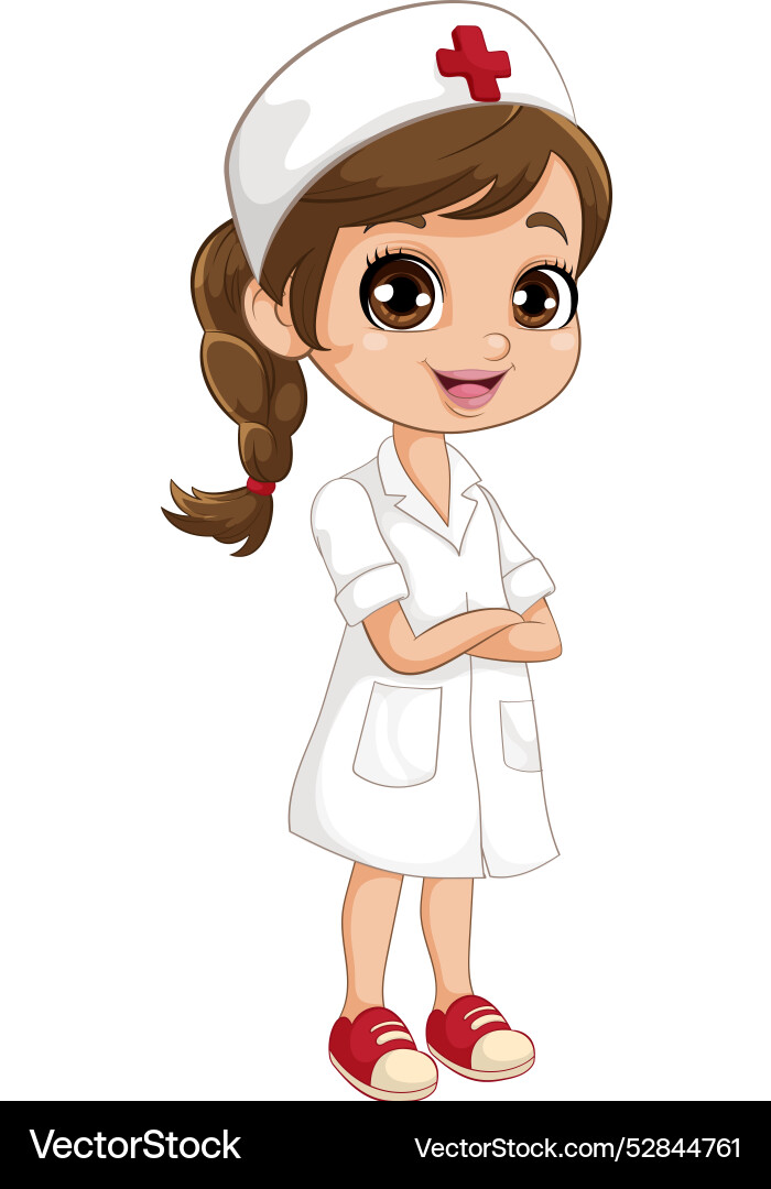 Cheerful Nurse with White Cap Royalty Free Vector Image