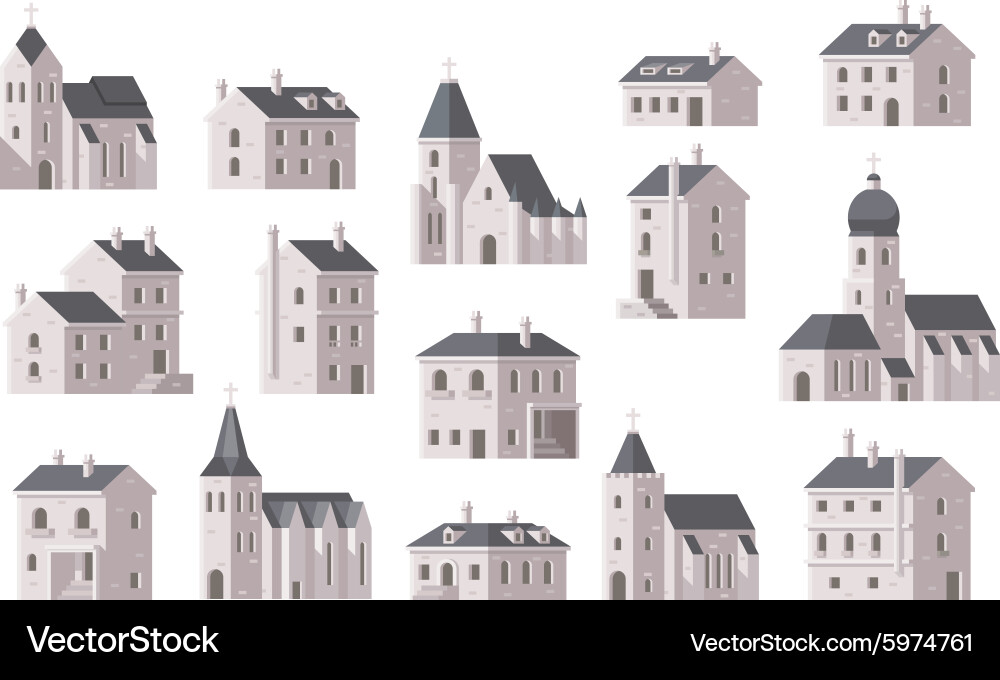 European Buildings Collection Royalty Free Vector Image