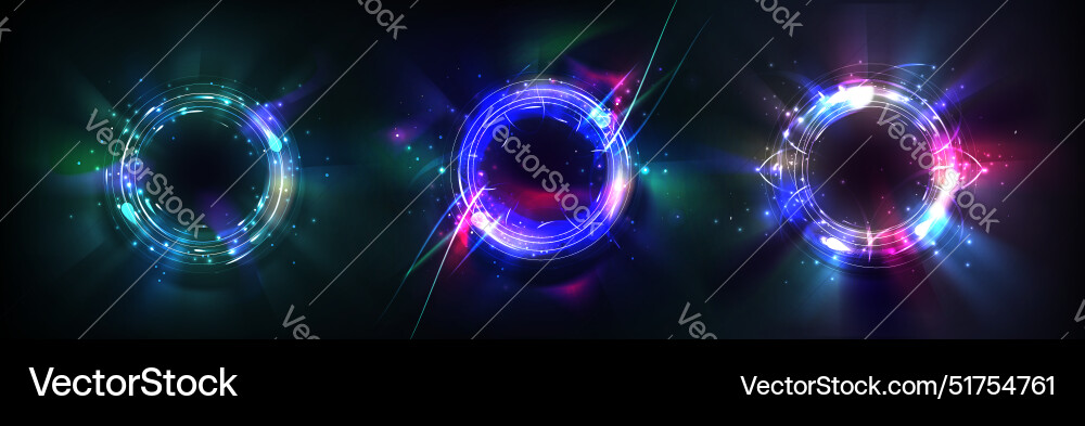 Neon halo light circle ring glow with blue flare Vector Image